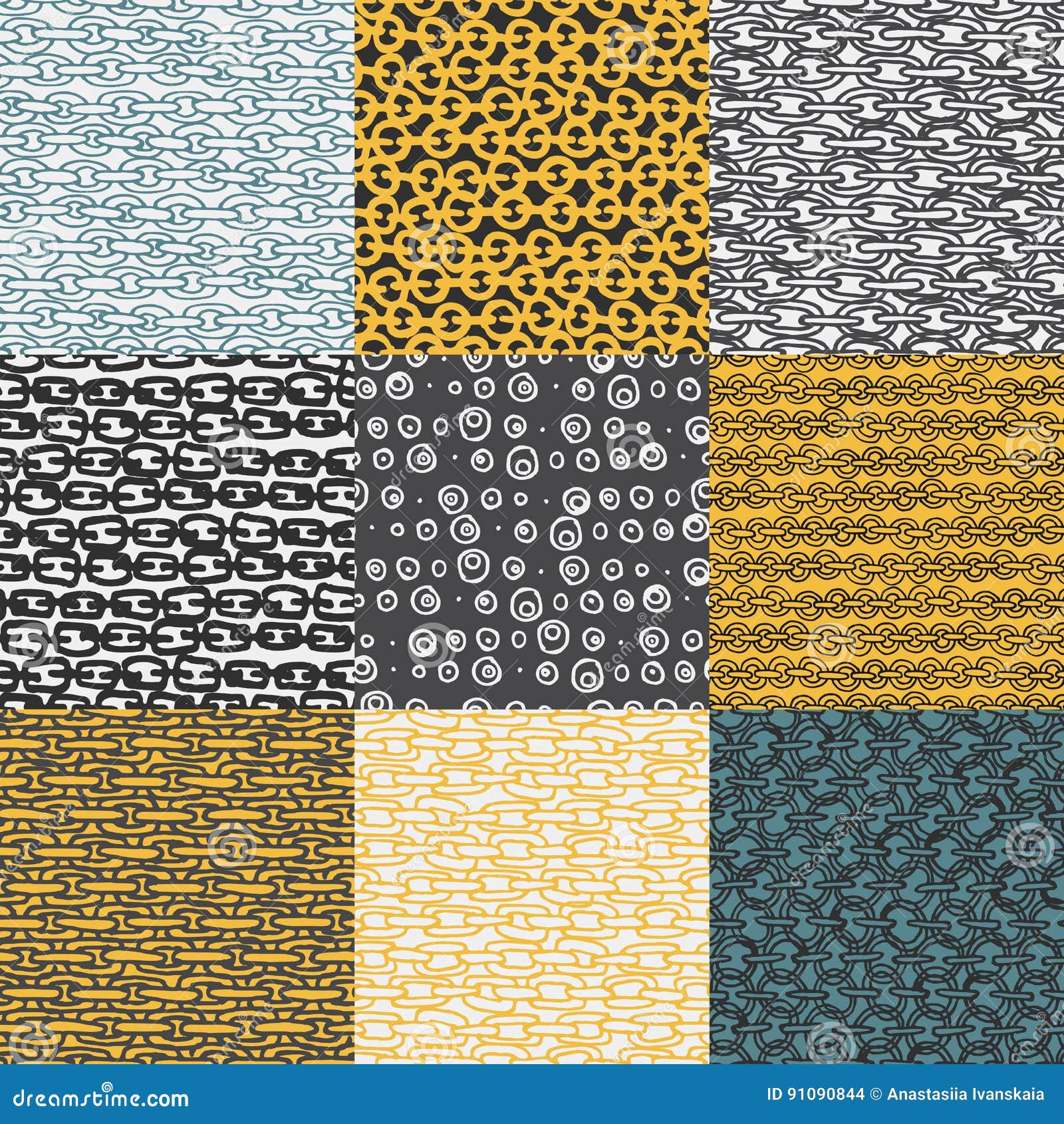 Decorative Hand Drawn Seamless Patterns. Stock Vector - Illustration of ...