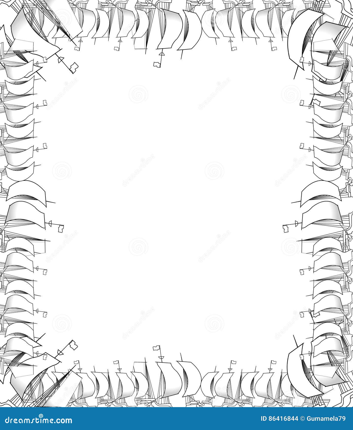 Decorative Hand Drawn Ship Border and Frame Stock Illustration ...