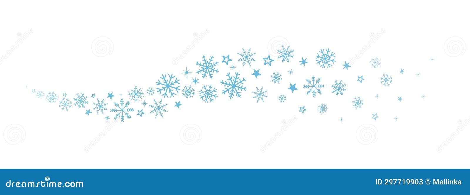 Decorative Hand Drawn Winter Background with Snowflakes Wave, Snow ...