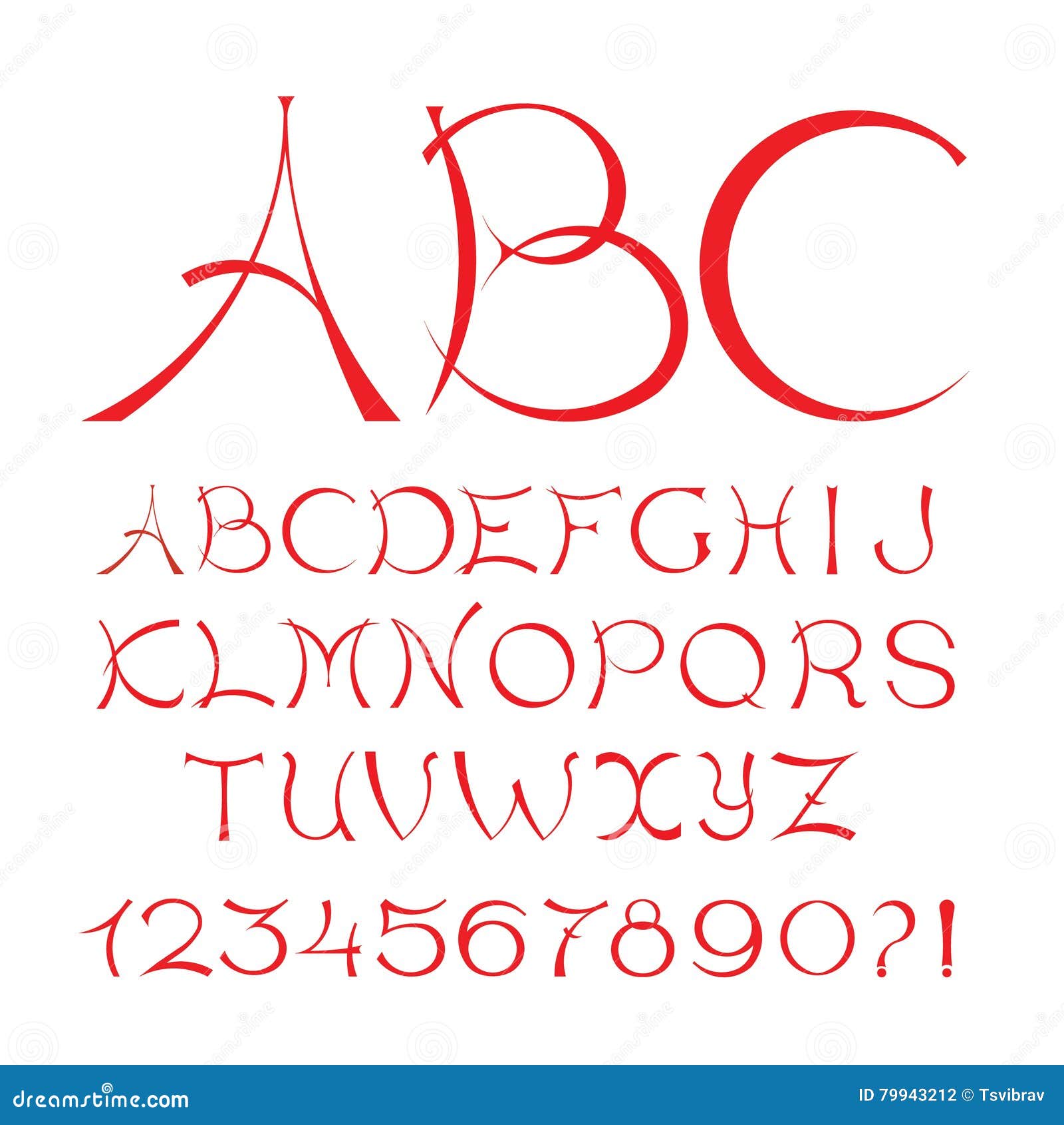 Decorative Handcrafted Arched Vector Font. | CartoonDealer.com #79943212
