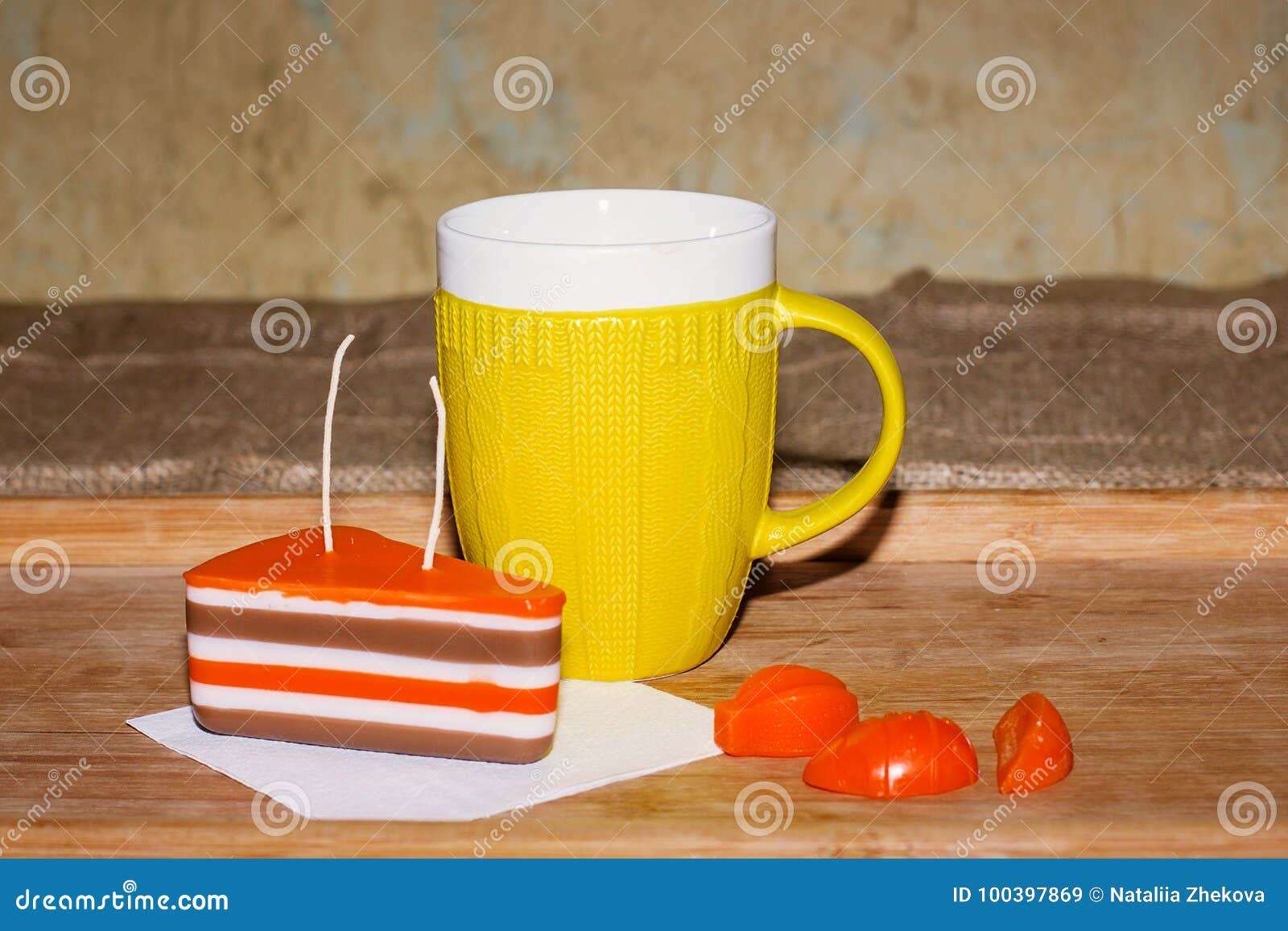 Handmade Candles in the Shape of a Cake Stock Image - Image of candle ...