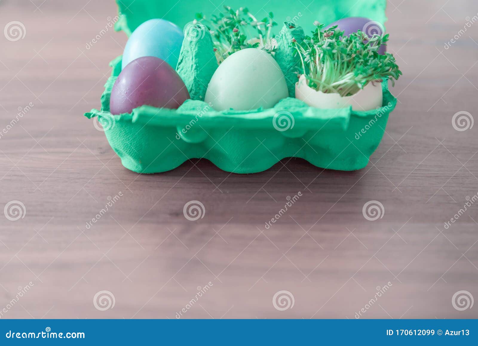 Decorative Handmade Easter Egg Present Box with Eggs and Cress Stock ...