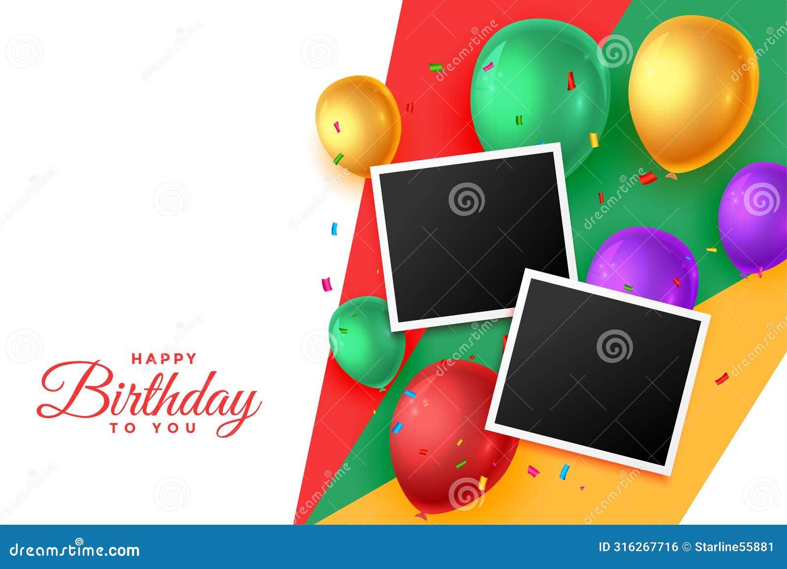 Decorative Happy Birthday Party Background with Empty Photo Frame Stock ...