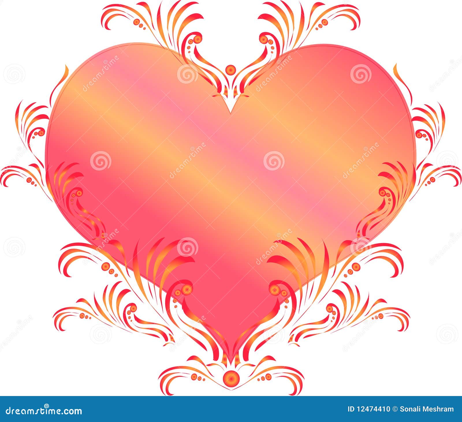 Decorative heart stock vector. Illustration of affection - 12474410