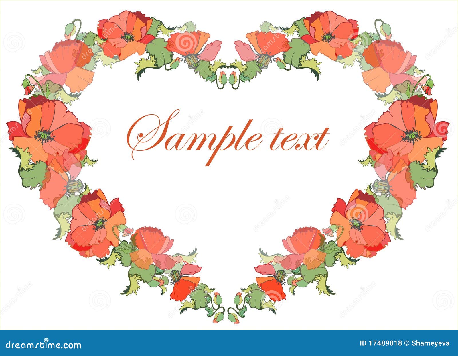 Decorative heart. Poppy stock vector. Illustration of engagement - 17489818