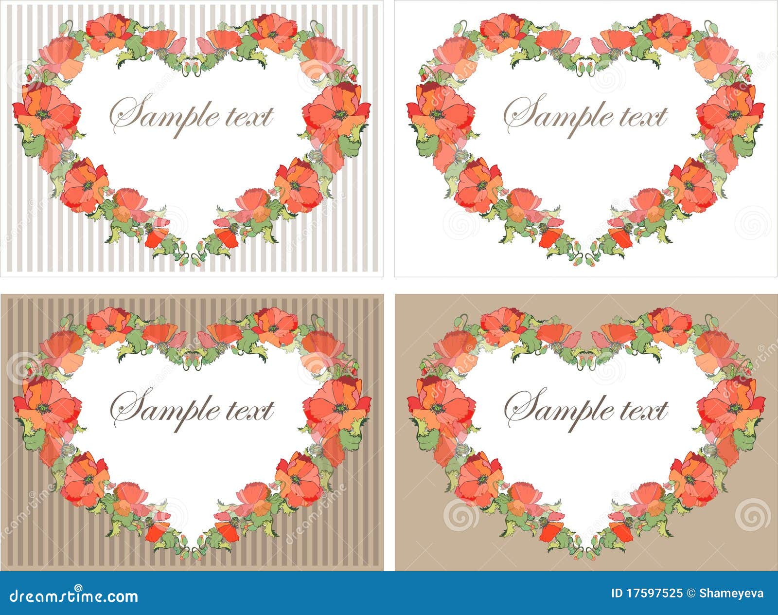 Decorative heart. Poppy. stock vector. Illustration of beige - 17597525