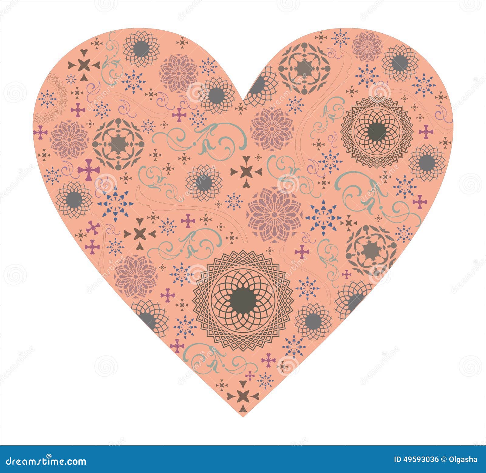 Decorative heart stock vector. Illustration of engraving - 49593036