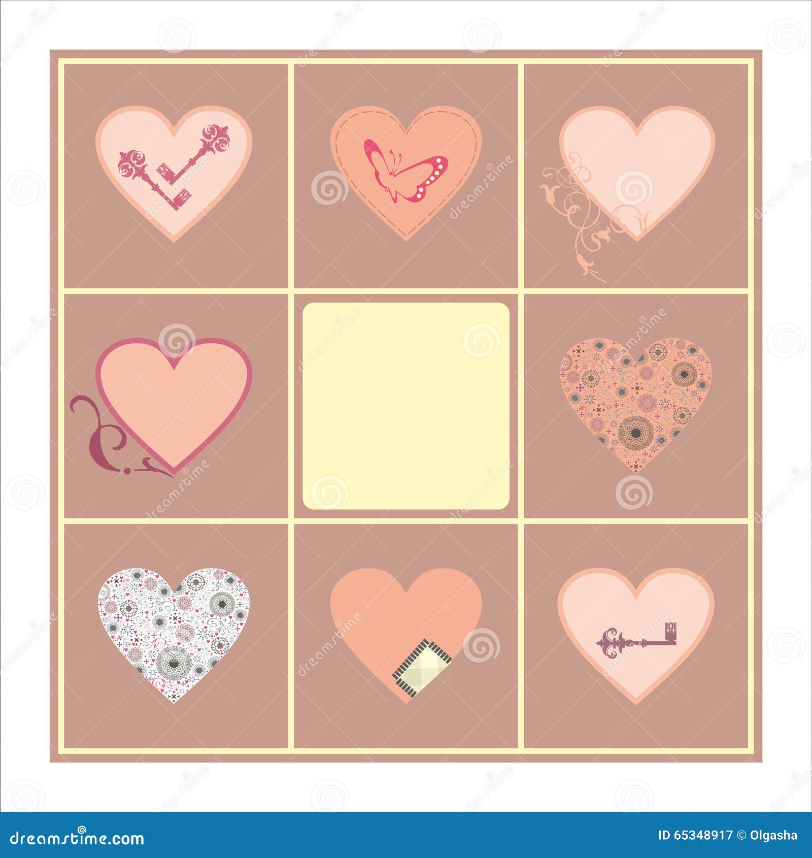 Decorative Heart Set Card Pattern Stock Vector - Illustration of ...