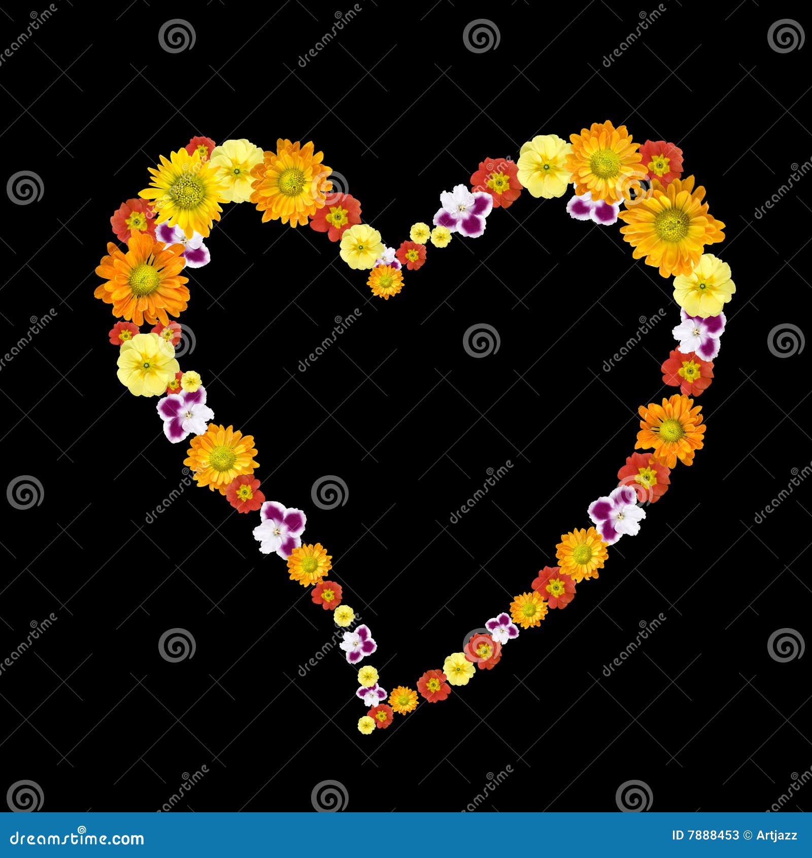 Decorative Heart Symbol from Color Flowers Stock Illustration ...