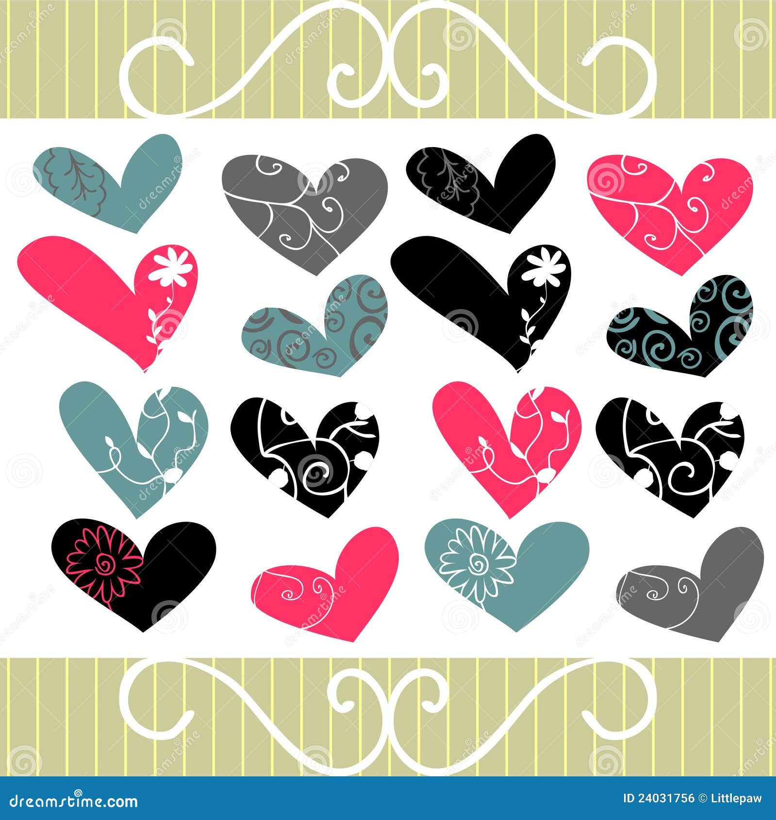 Decorative hearts stock vector. Illustration of design - 24031756