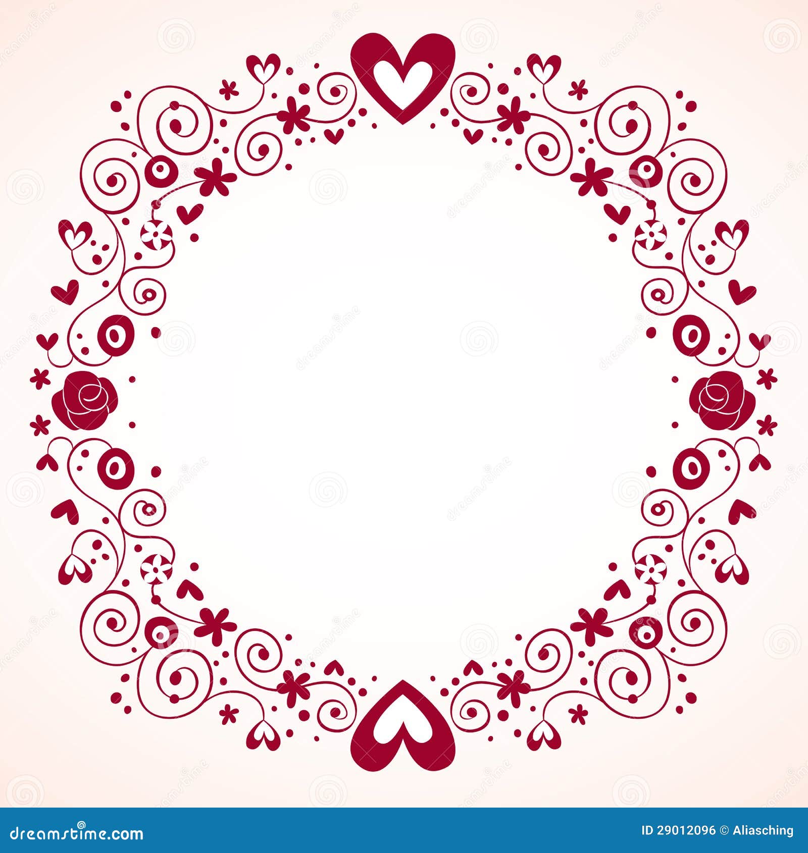 Decorative Hearts and Flowers Frame Stock Vector - Illustration of ...