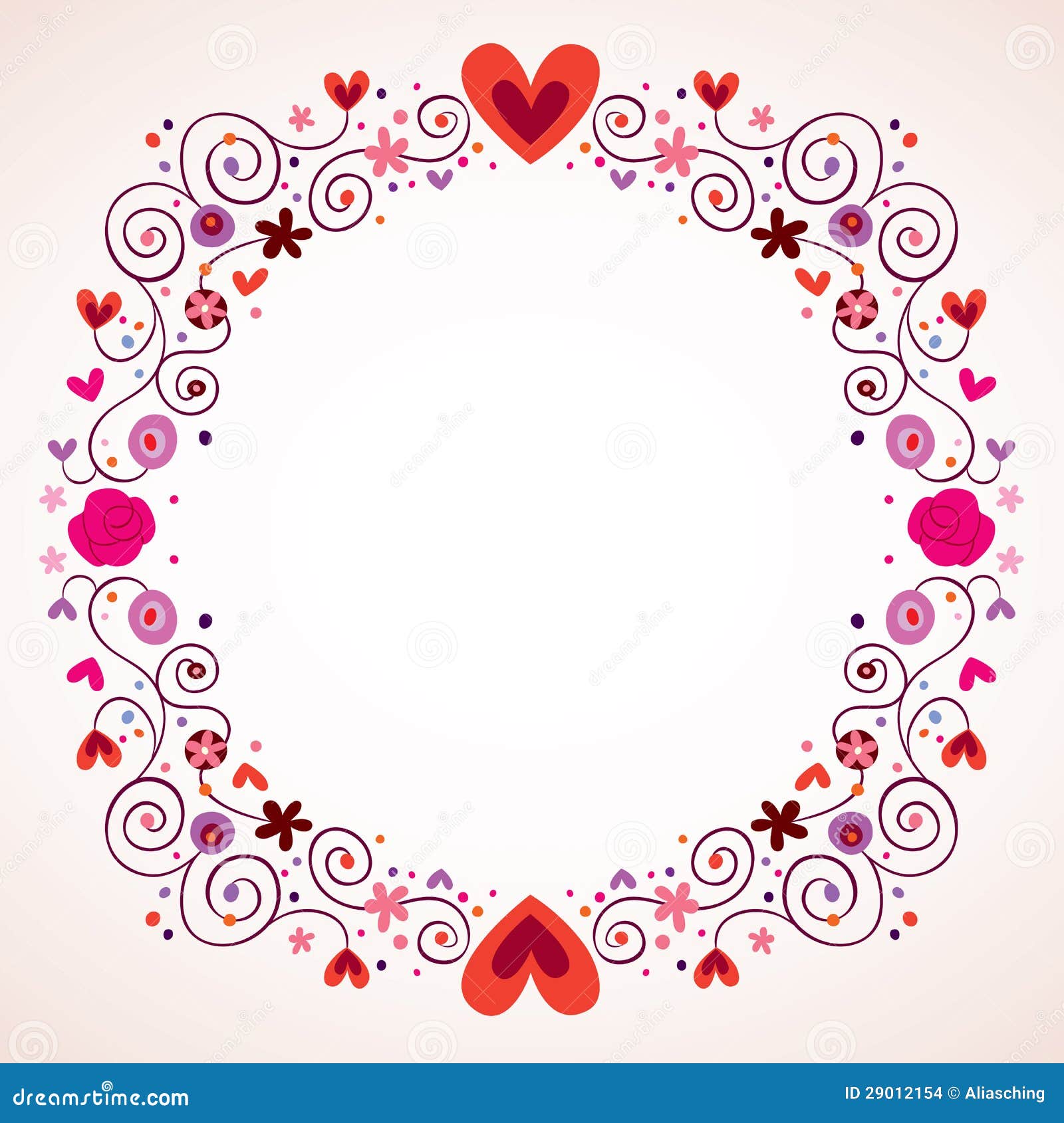 Decorative Hearts and Flowers Frame Stock Vector - Illustration of ...