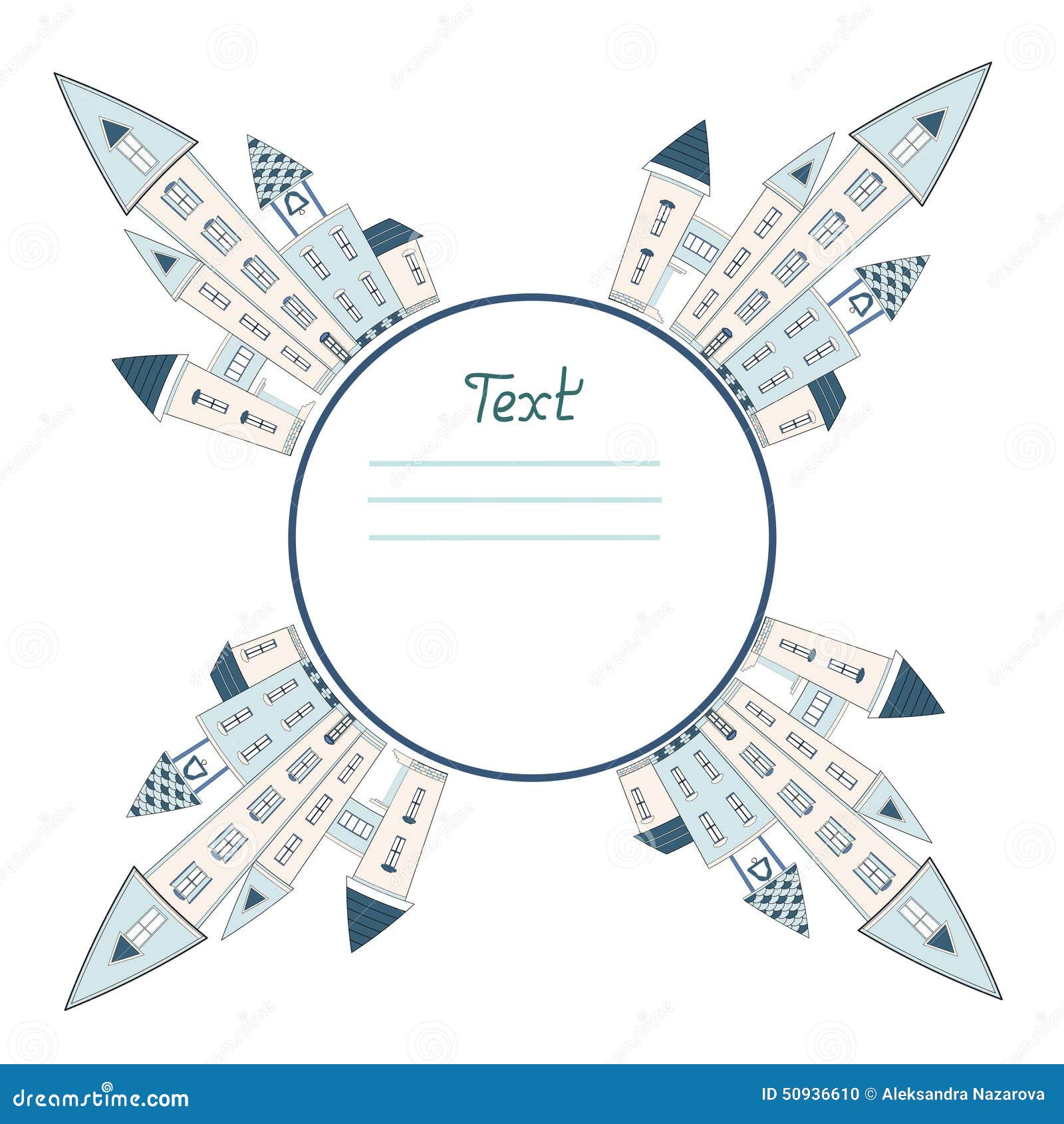 Decorative Houses with Turrets Stock Illustration - Illustration of ...