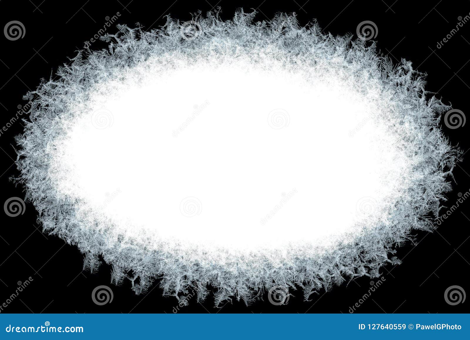 Decorative Ice Crystals Frostwork Frame on Black Matte Background Stock ...
