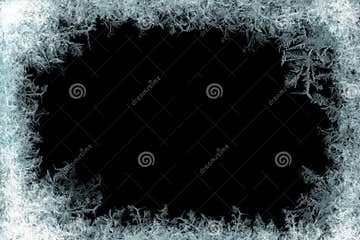 Frostwork. Decorative Ice Crystals Frame on Black Matte Background ...