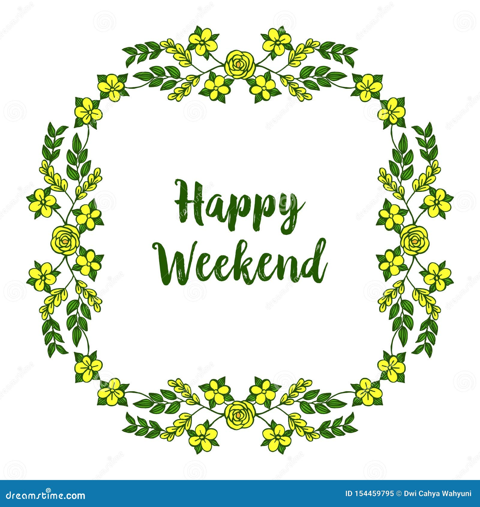 Decorative of Invitation of Happy Weekend for Shape Yellow Floral Frame ...