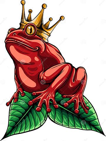Decorative Isolated Frog with Crown on the Leaf. Vector Illustration ...