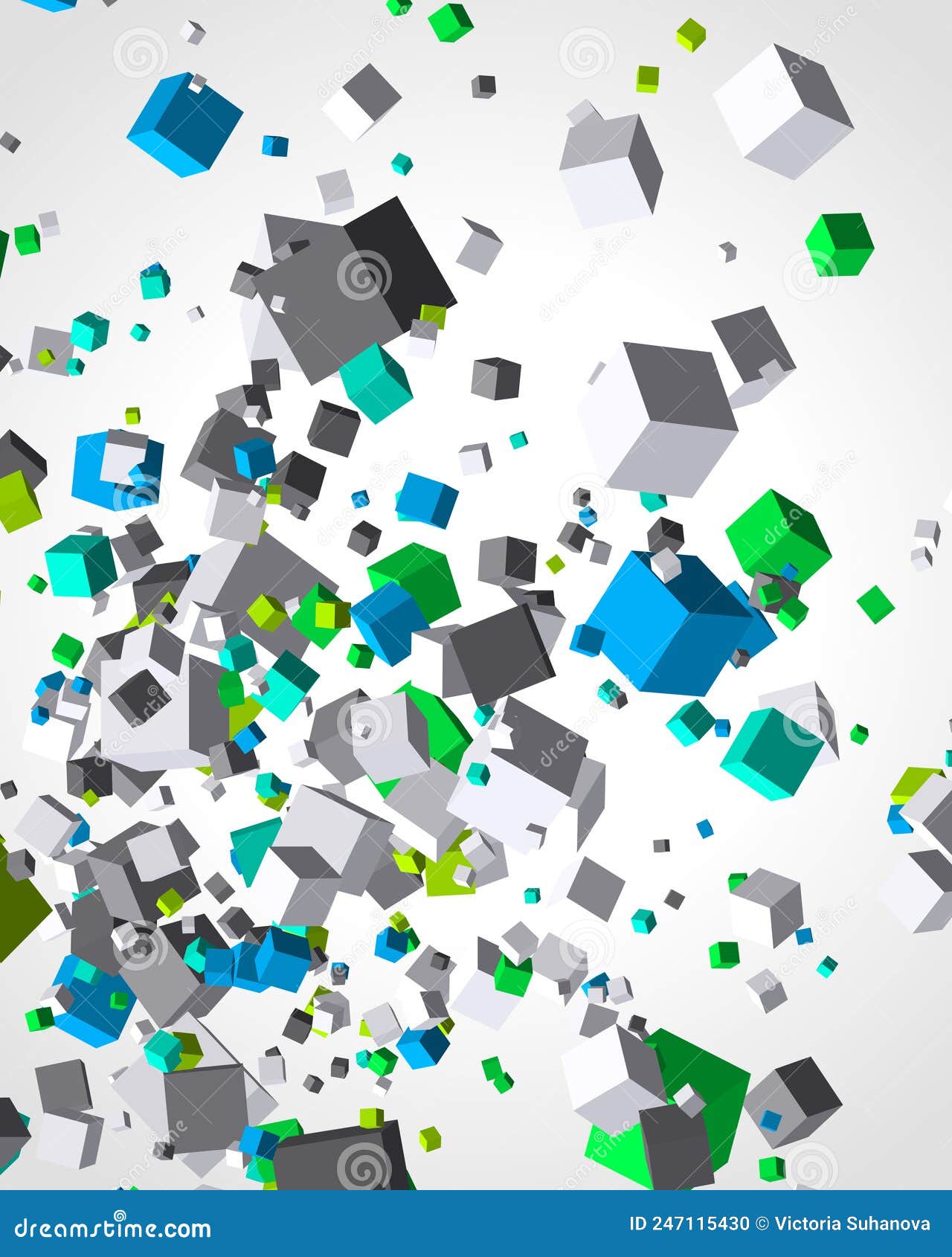 Decorative Isometric Squared Cubes Dynamic Flow Geometric Toy Poster ...