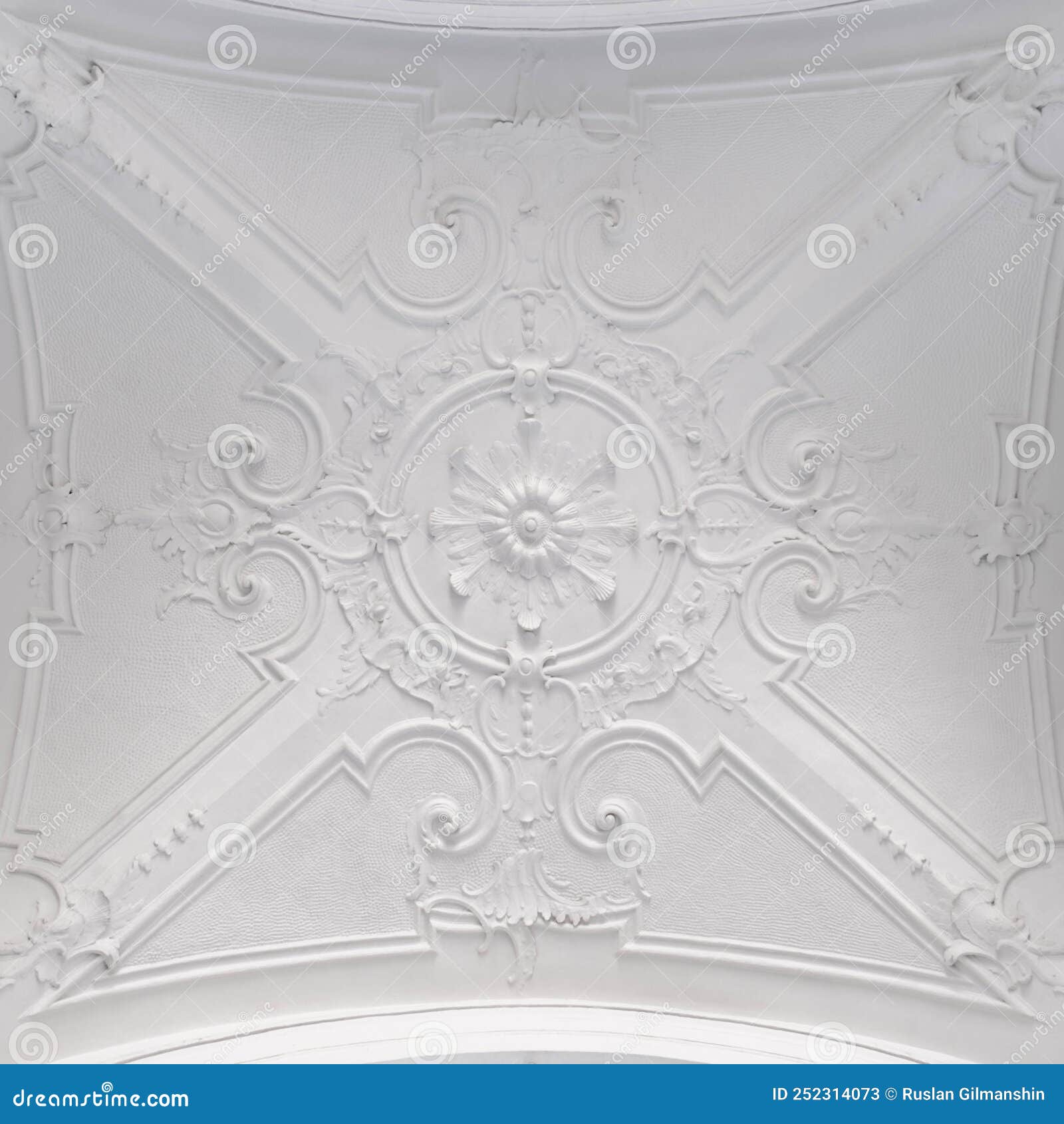 Decorative Item Ceiling Socket Made of White Plaster. Relief Stucco ...