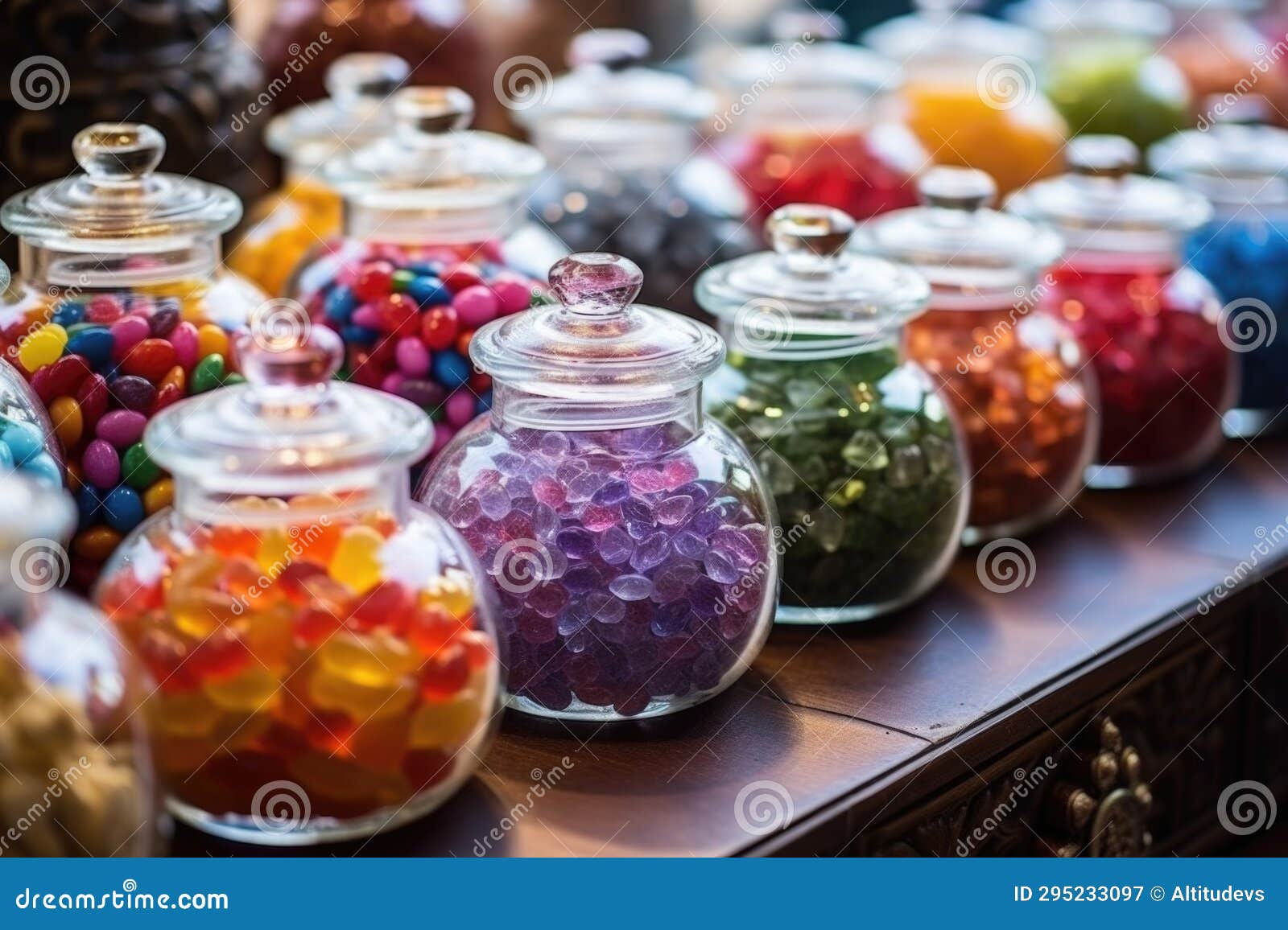 Decorative Jars Filled with Colorful Candy Sweets Stock Image - Image ...