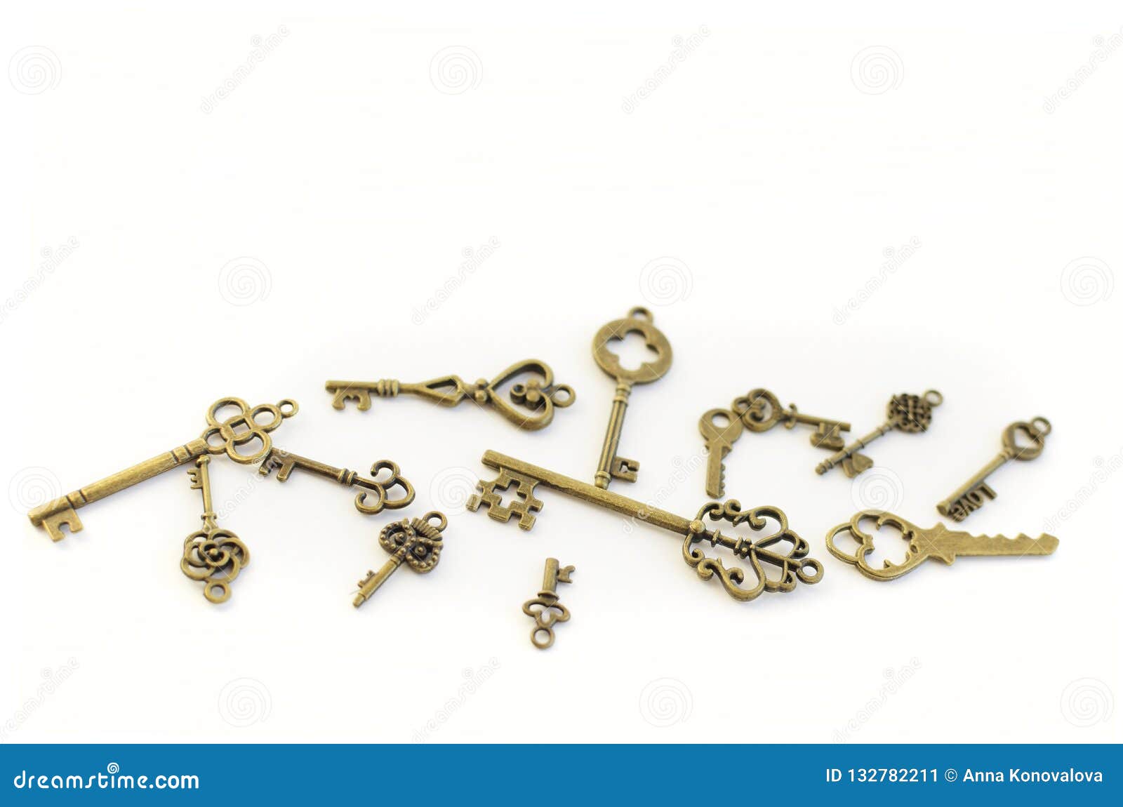 Decorative Keys of Different Sizes, Stylized Antique Stock Image ...