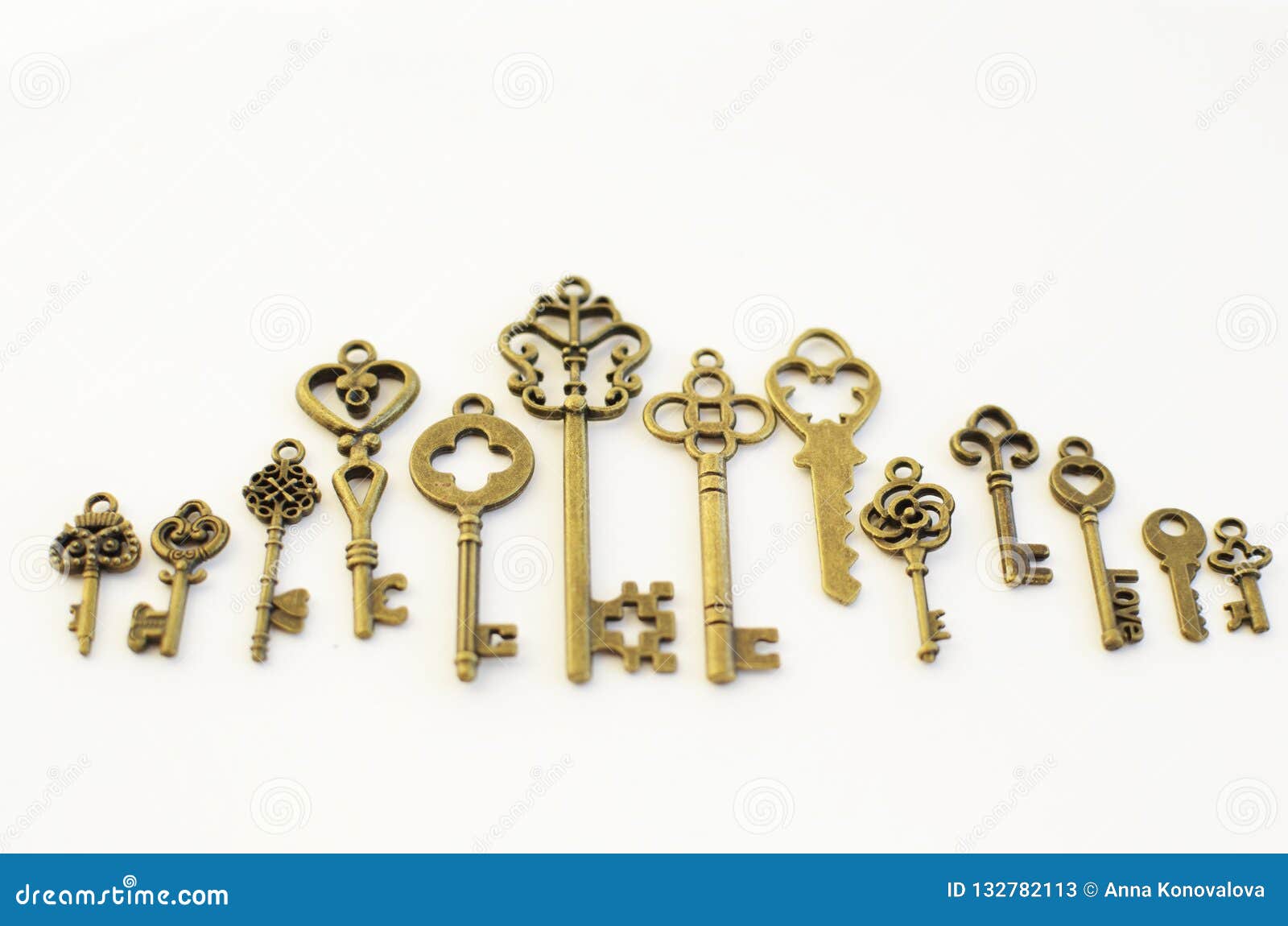 Decorative Keys of Different Sizes, Stylized Antique. Stock Image ...