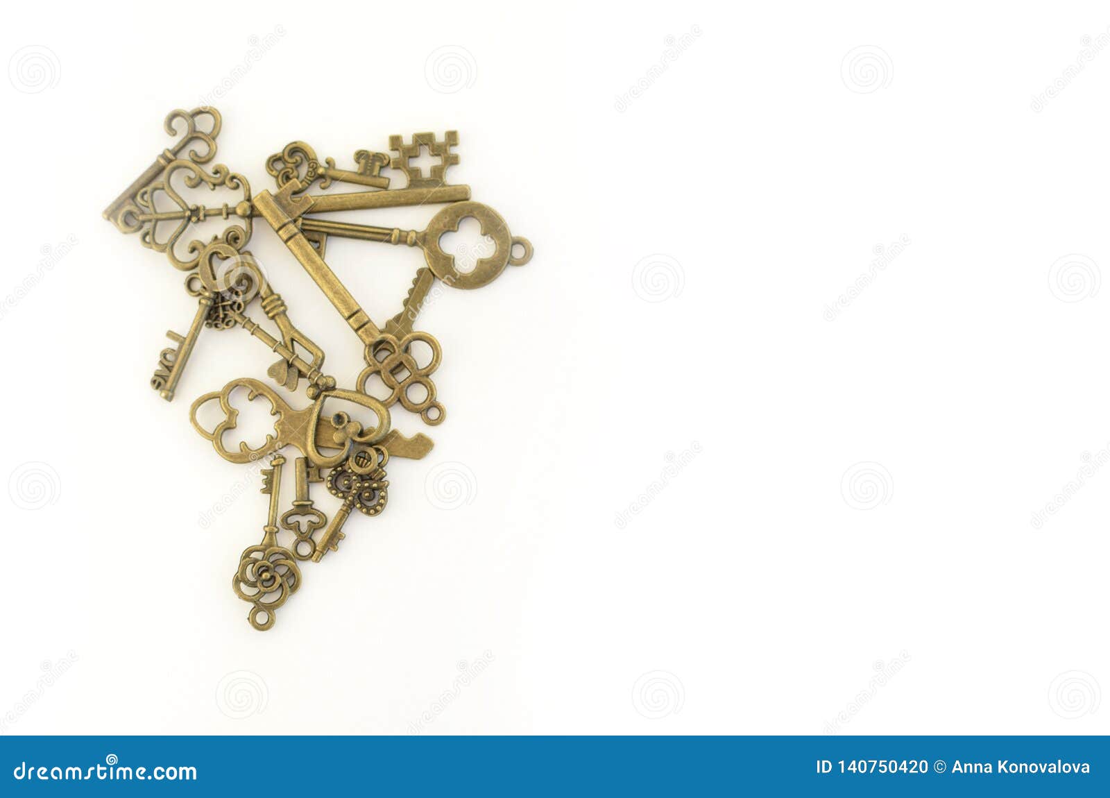 Decorative Keys of Different Sizes, Stylized Antique on a White ...