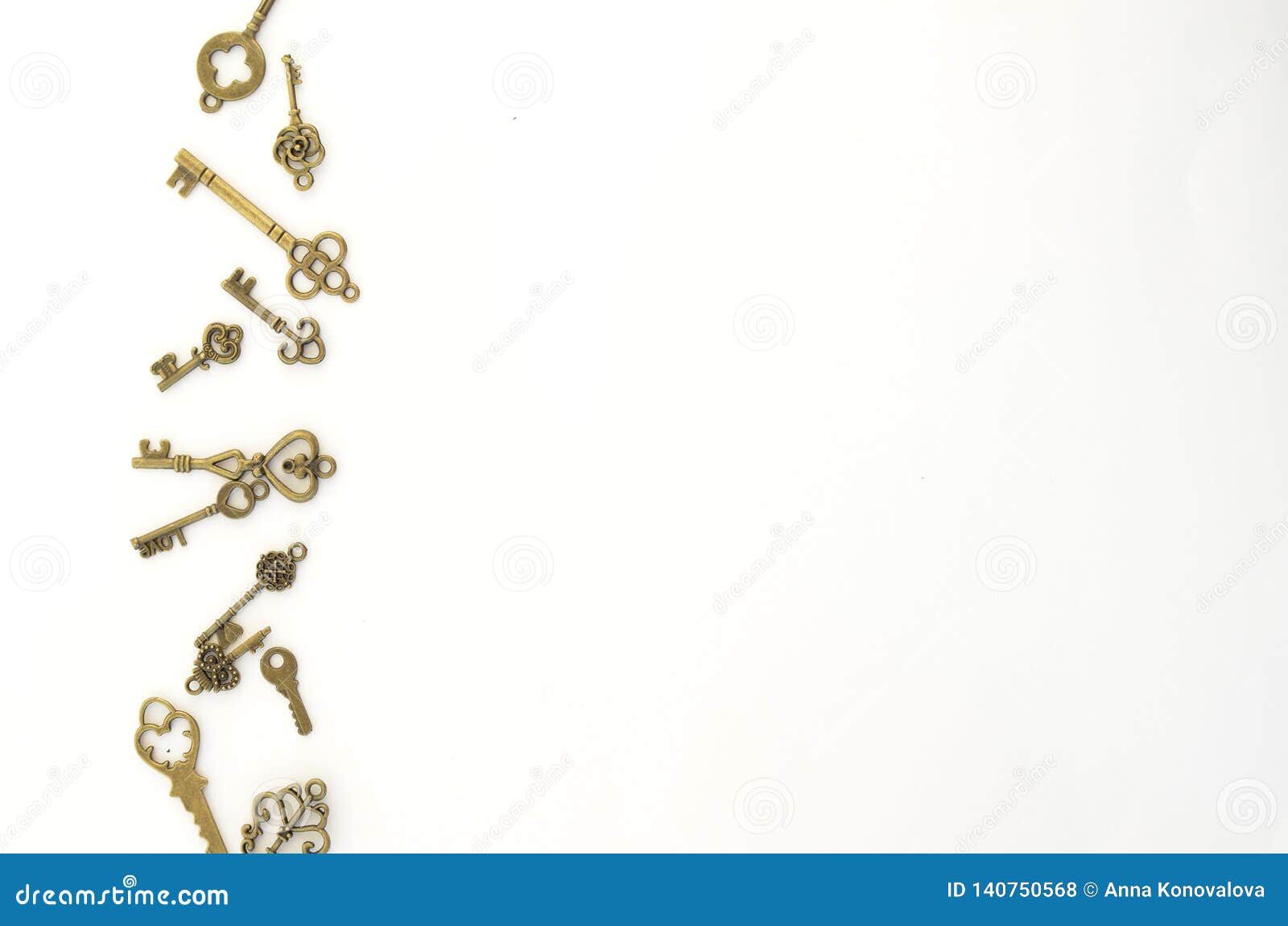 Decorative Keys of Different Sizes, Stylized Antique on a White ...