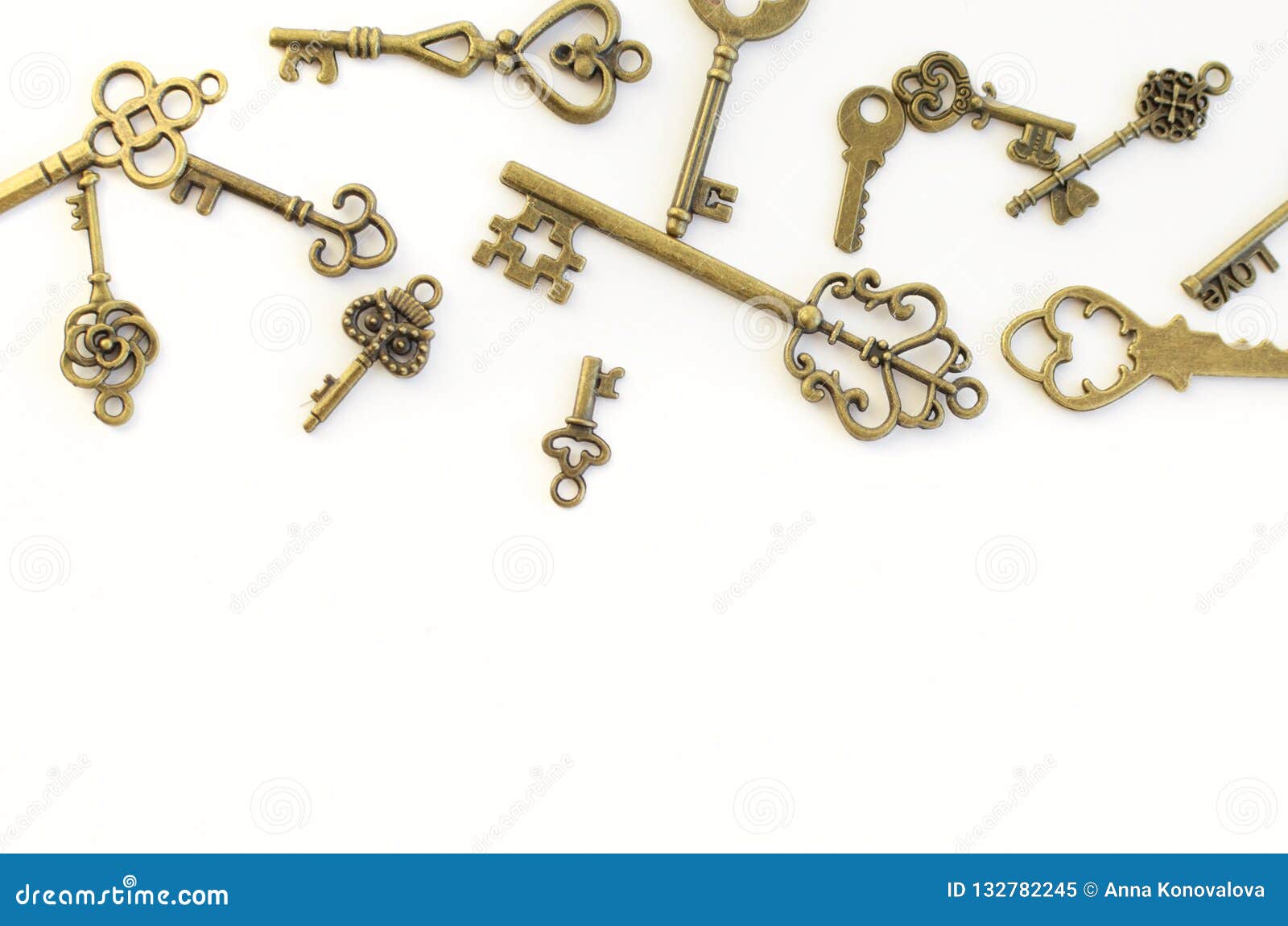 Decorative Keys of Different Sizes, Stylized Antique Stock Image ...