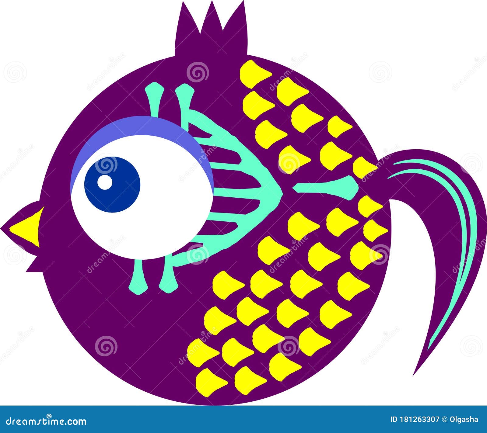 Cartoon violet fish stock vector. Illustration of drawings - 181263307