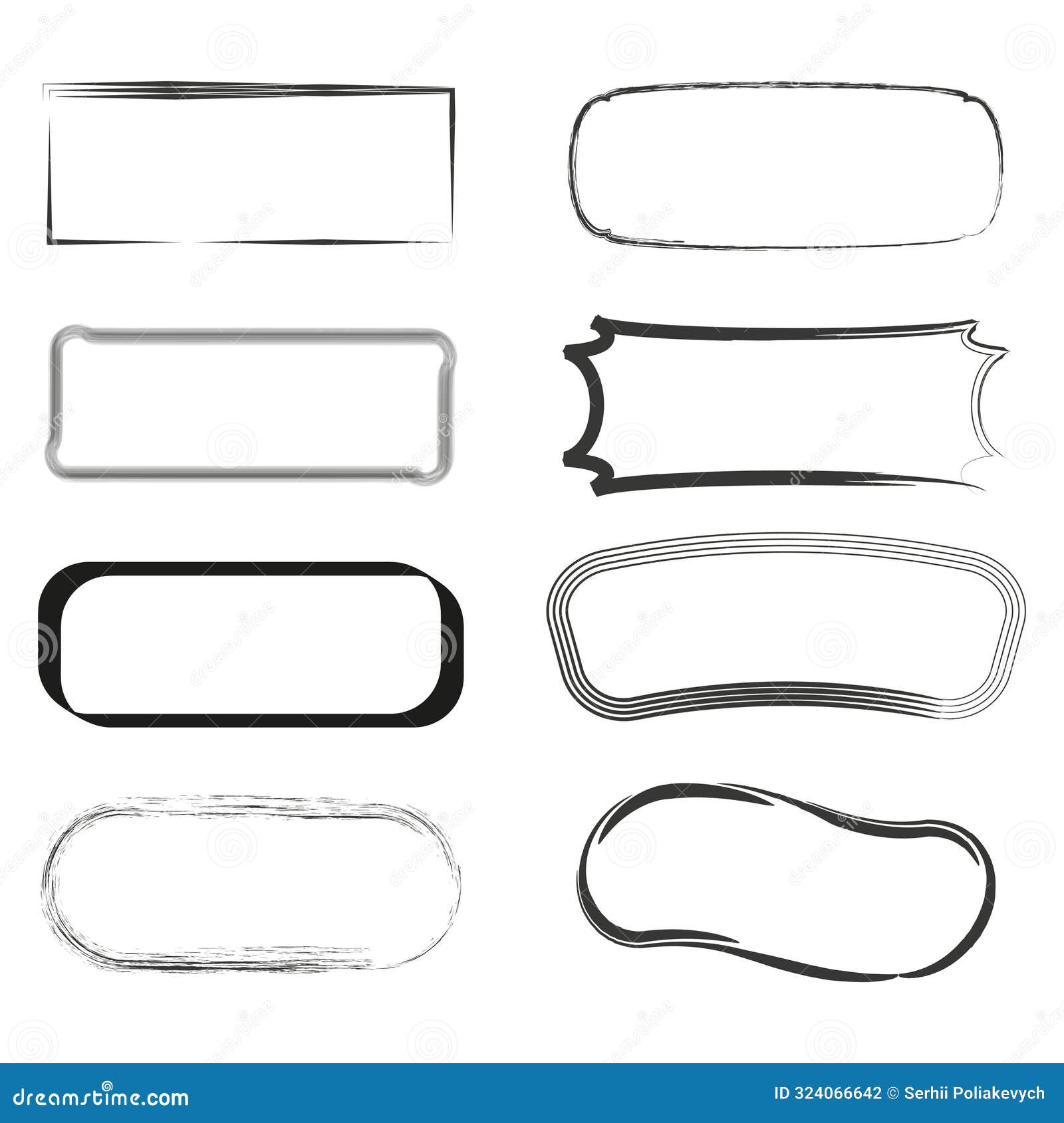 Decorative Label Frames. Rectangular Borders Set. Black and White ...