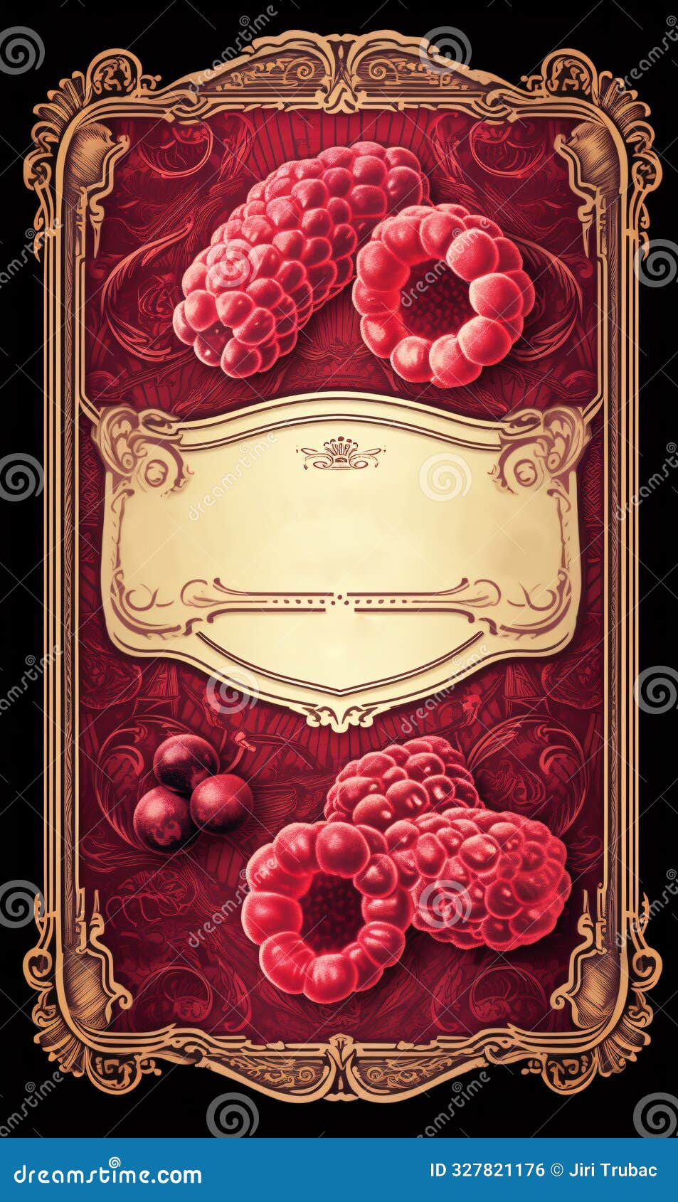 Decorative Label for Raspberry Jam or a Drink and Free Space for ...
