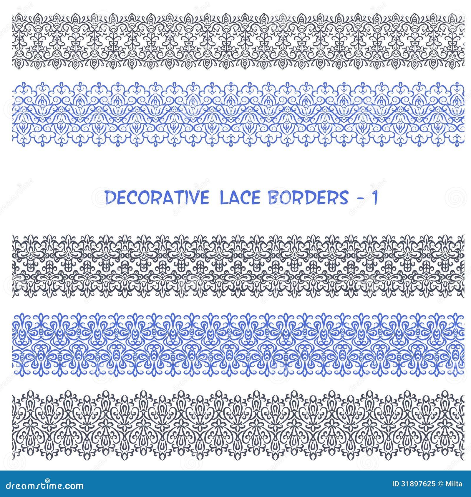 Decorative Lace Floral Seamless Borders. Stock Vector - Illustration of ...