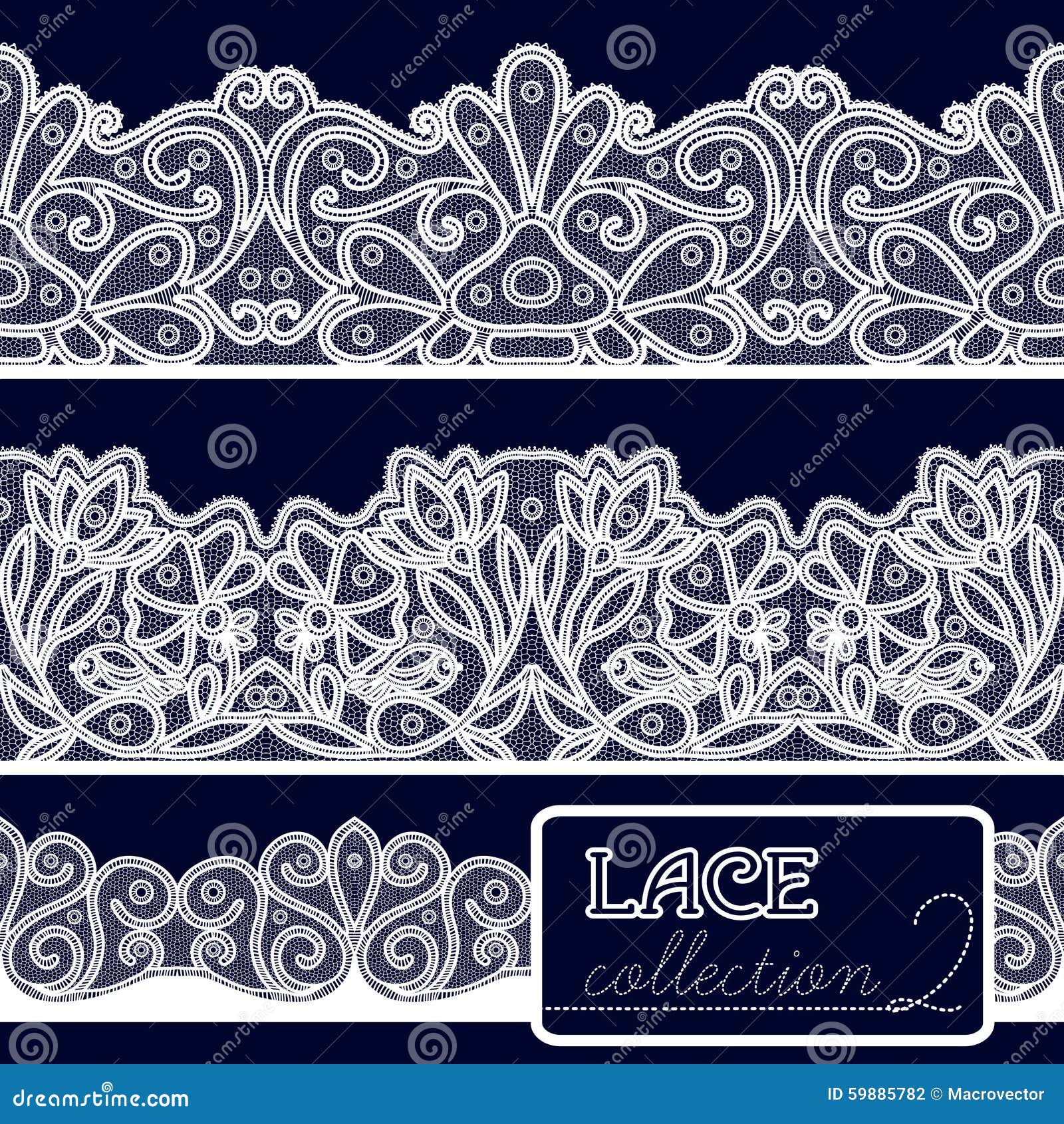 Decorative Lace Set stock vector. Illustration of seamless - 59885782