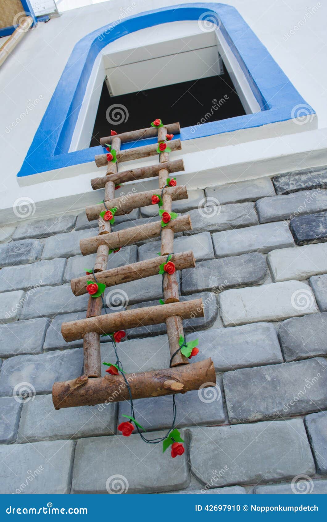 Decorative Ladder from Tree Branches Stock Photo - Image of idea, tall ...