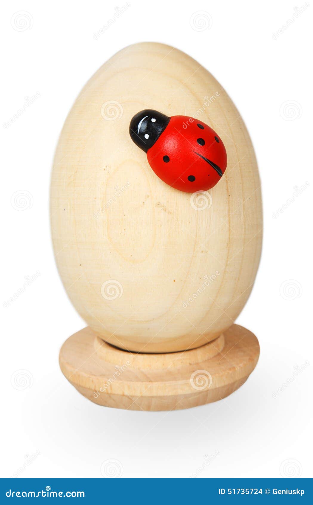 Decorative Ladybug on Wooden Egg Stock Photo - Image of isolated ...