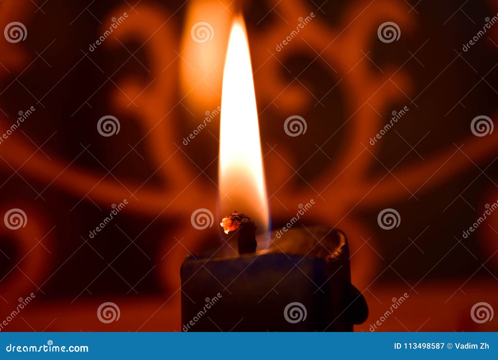Decorative Lamp with a Burning Candle in the Night. Stock Image - Image ...