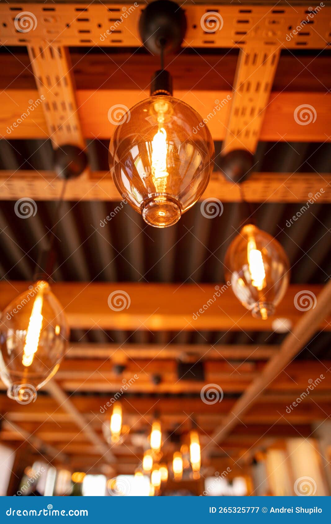 Decorative Lamps on the Ceiling in a Cafe. Stock Image - Image of lamp ...