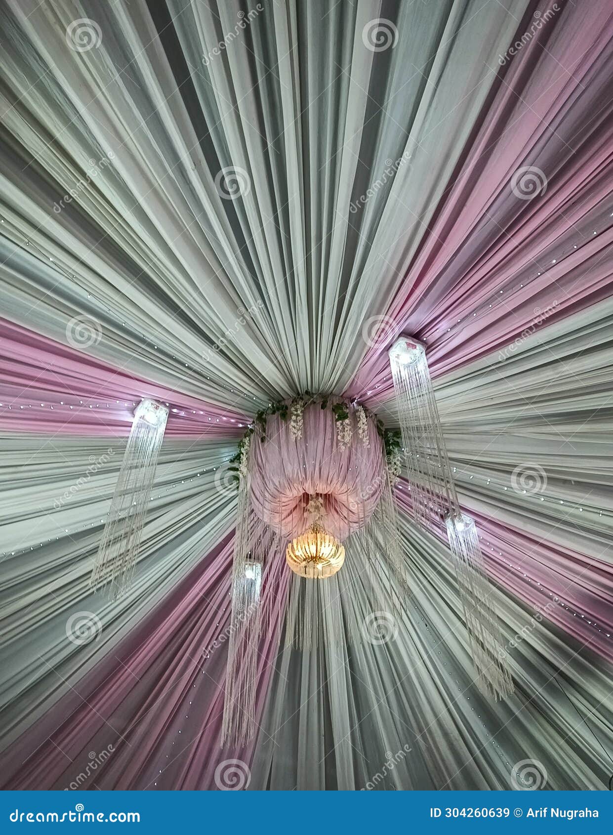 Decorative Lamps with a Ceiling Decorated with Fabric Stock Image ...