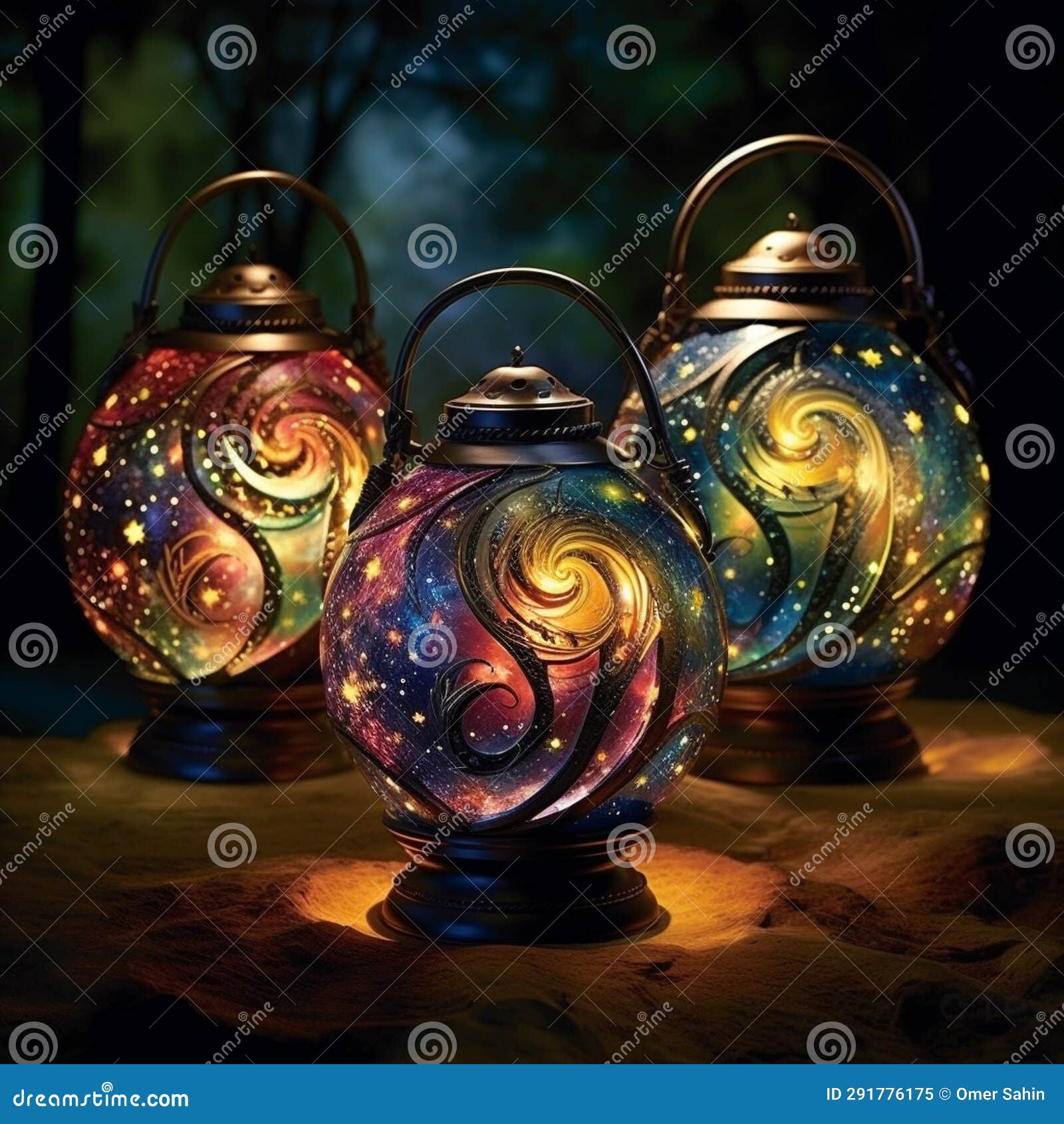 Decorative Lanterns in Celestial Symphony Stock Image - Image of ...