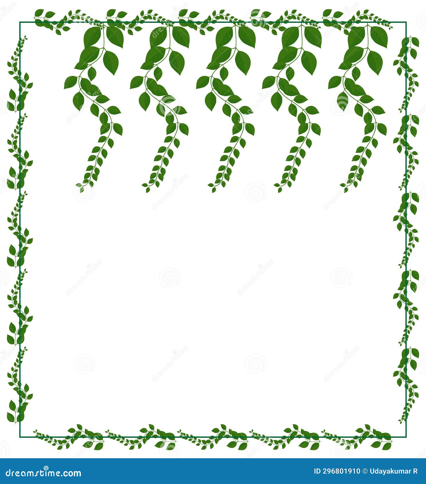 Decorative Leaf Border On Green Background Cartoon Vector ...
