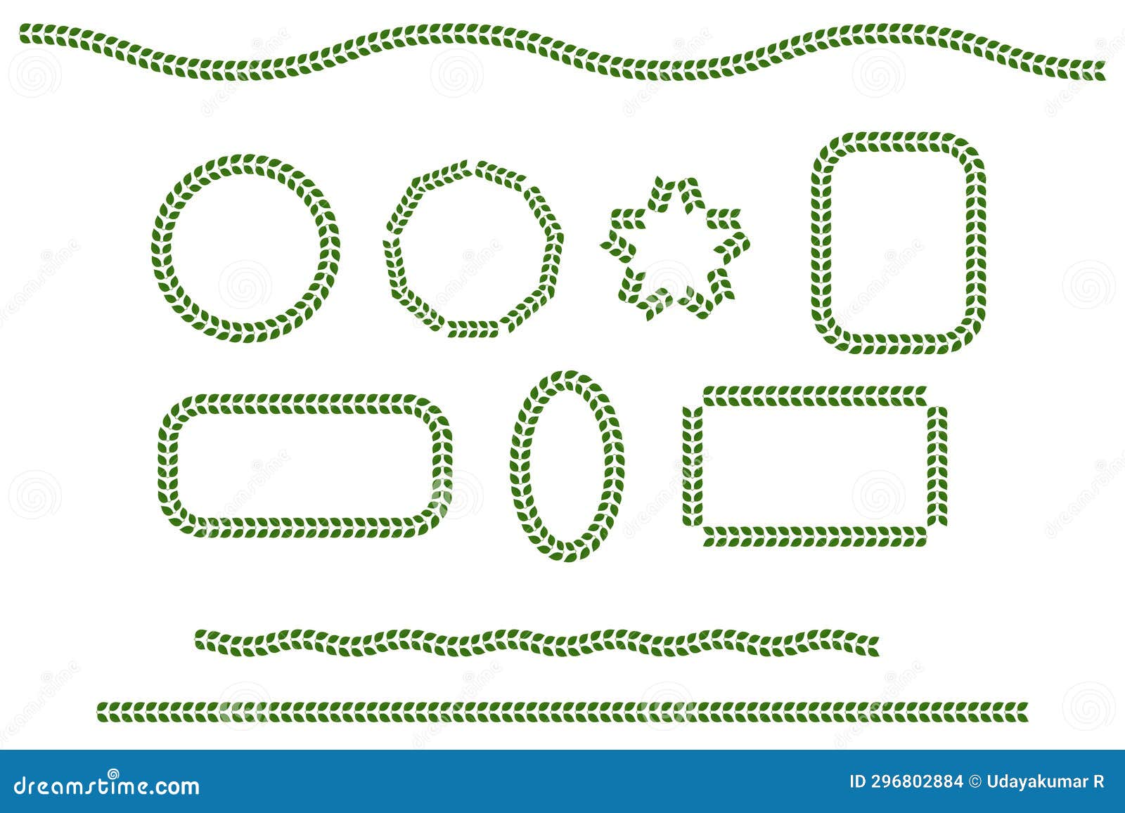 Decorative Leaf Set. Wavy, Circle, Curved Rectangle, Oval. Vector ...