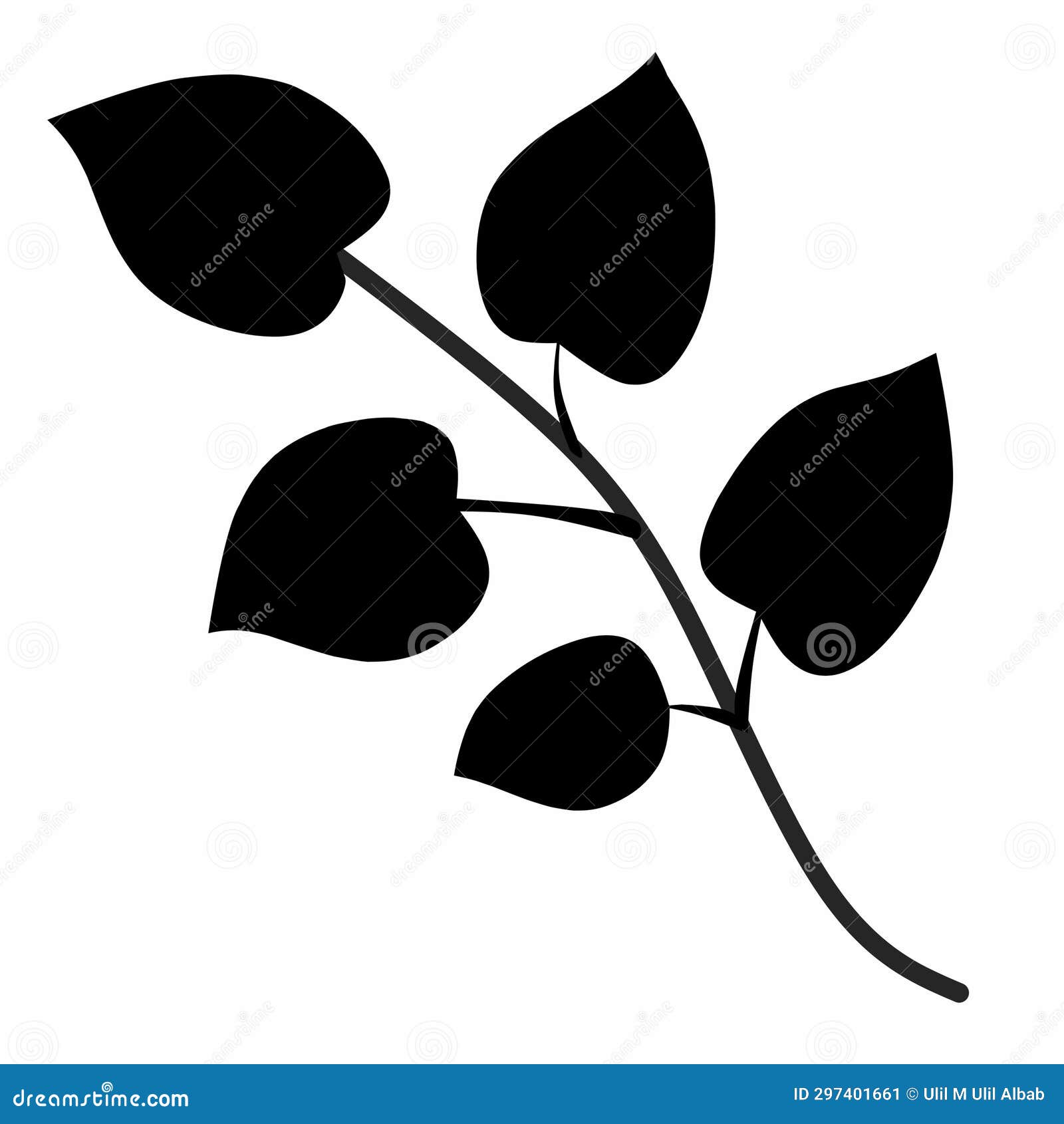 Decorative Leaf Silhouette. Simple Stencil Stock Vector - Illustration ...