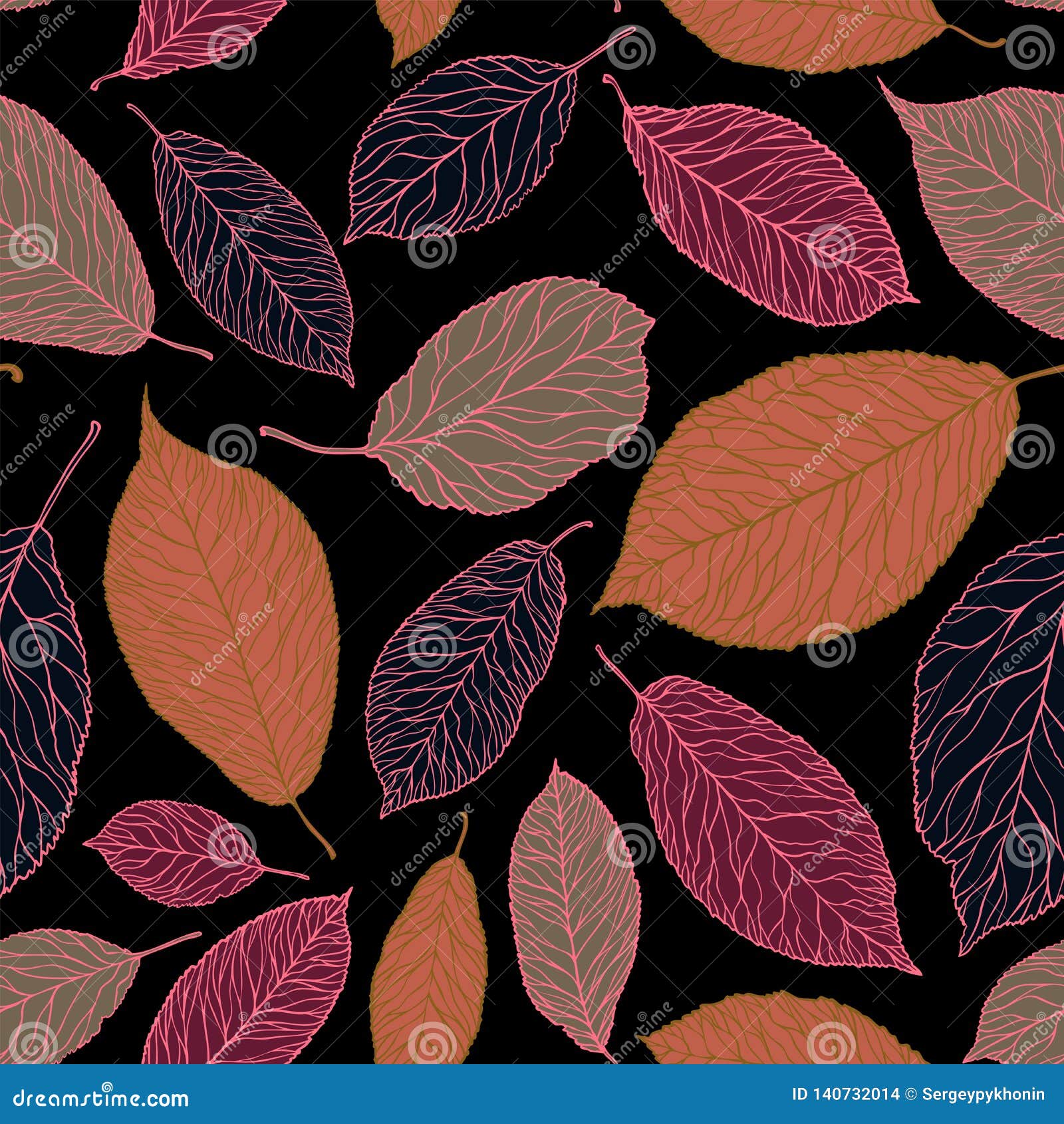 Decorative Leaves Pattern. Seamless Background. Vintage Vector ...