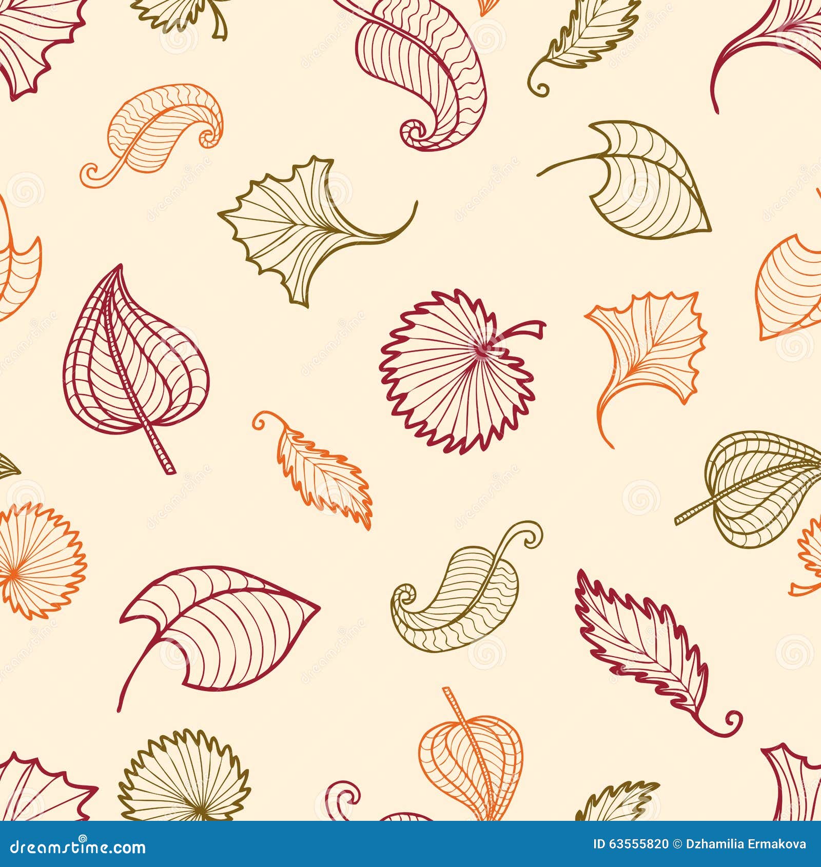 Decorative leaves pattern stock vector. Illustration of element - 63555820