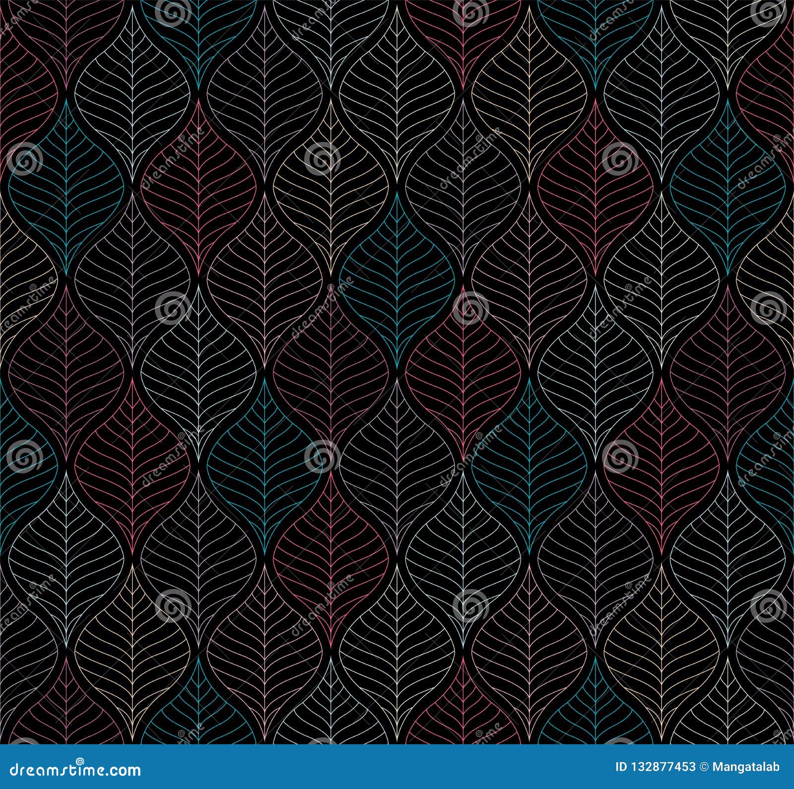 Decorative Leaves Seamless Pattern. Continuous Leaf Background. Floral ...