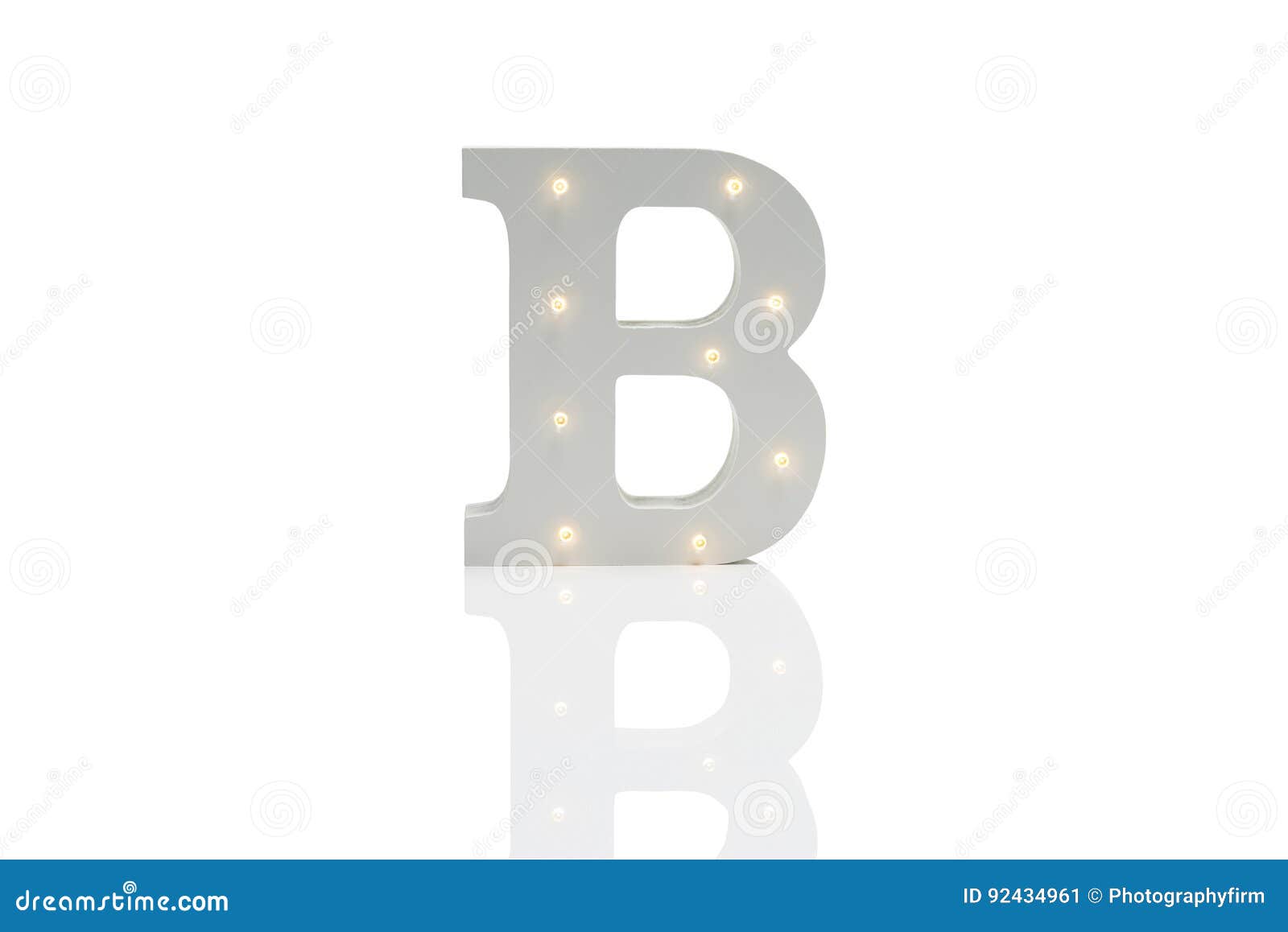 Decorative Letter B with Embedded LED Lights Over White Background ...