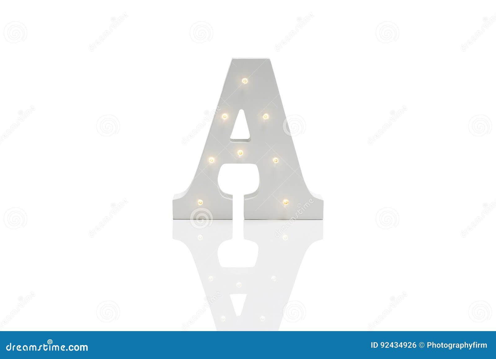 Decorative Letter a with Embedded LED Lights Over White Background ...
