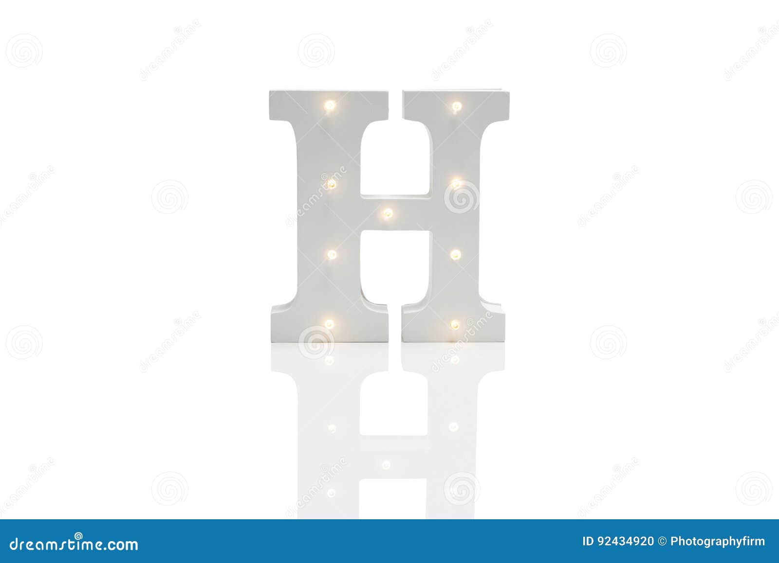 Decorative Letter H with Embedded LED Lights Over White Background ...