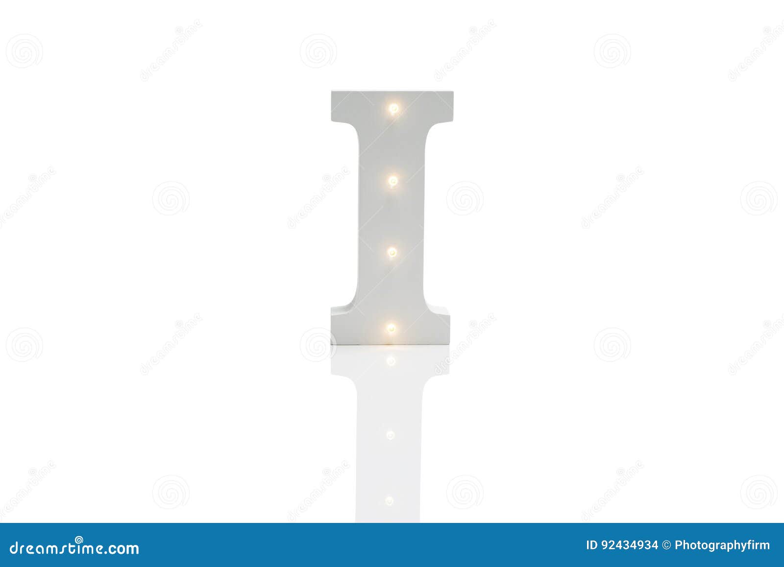 Decorative Letter I with Embedded LED Lights Over White Background ...